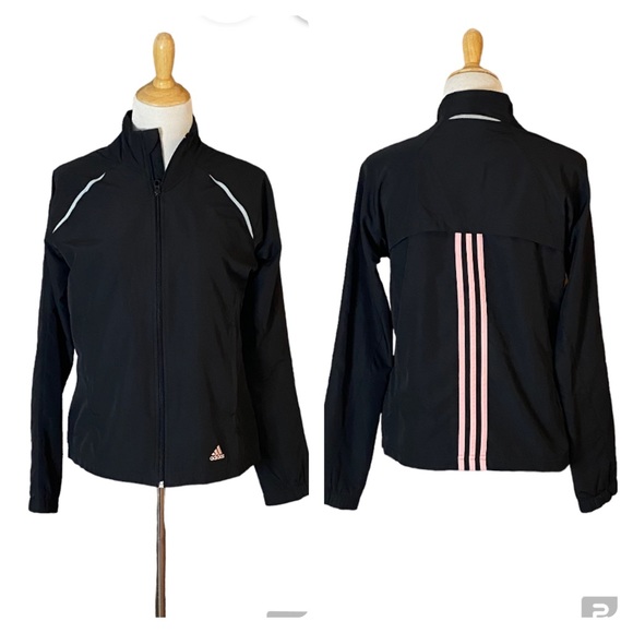 adidas | Jackets & Coats | Black Adidas Full Zip Yoga Jacket With Pink ...